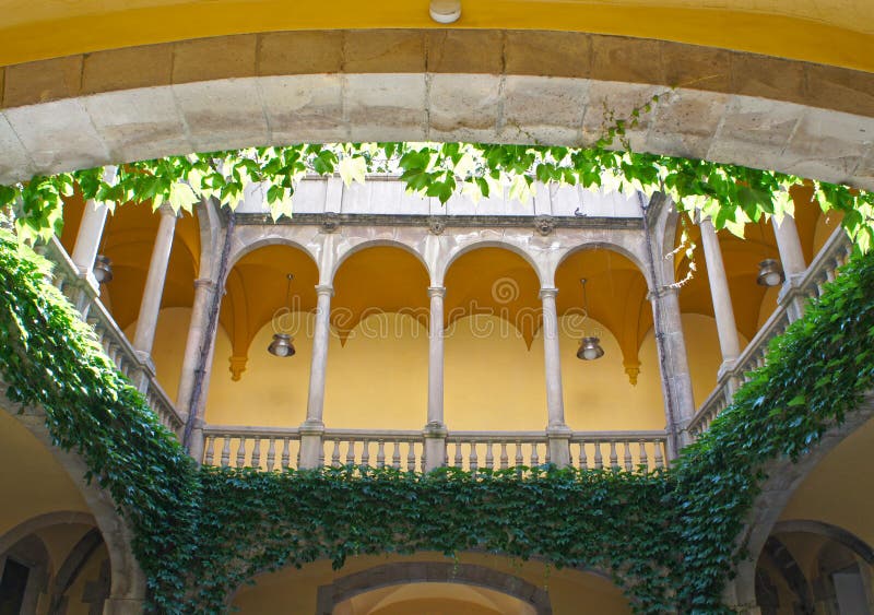 Courtyard, Medieval Building in Barcelona, Spain Stock Image - Image of ...