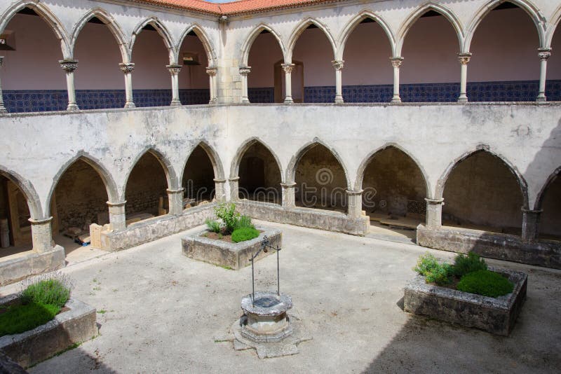 Courtyard of the Medieval Castle of the Knights Templar Stock Photo ...