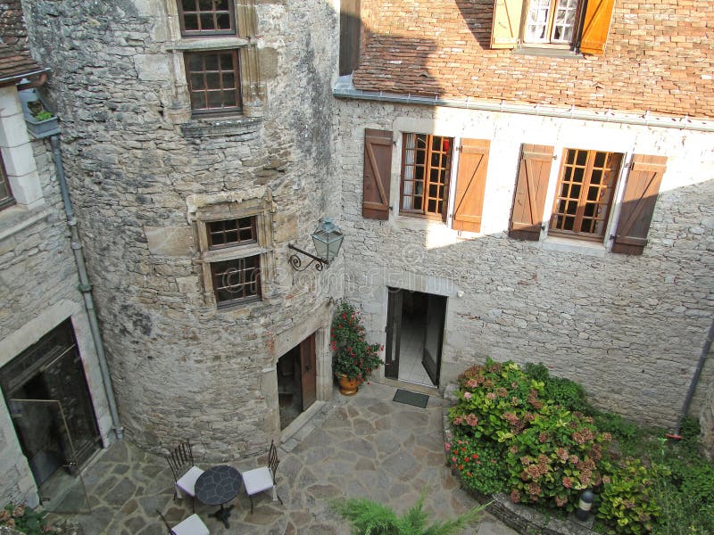 Courtyard of a Medieval Chateau Stock Photo - Image of france, gray ...