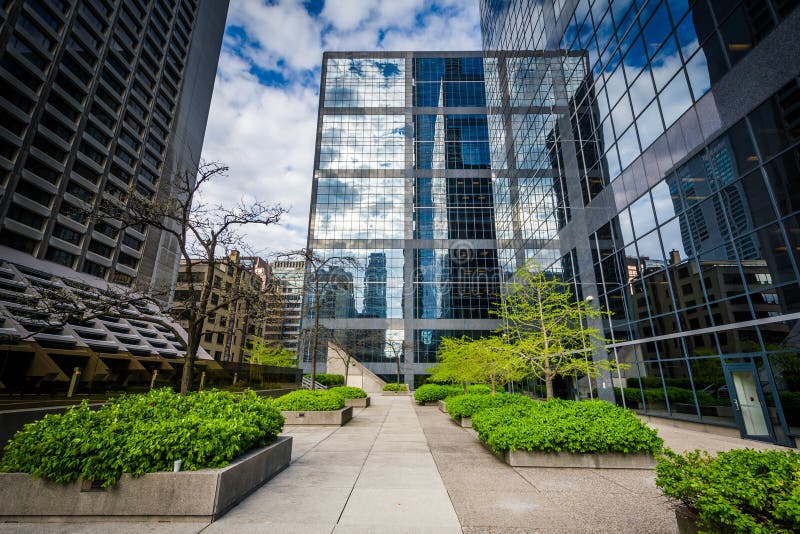 Courtyard and Modern Buildings in Downtown Toronto, Ontario. Stock ...