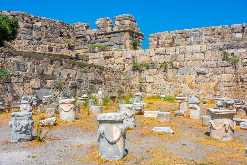 Courtyard of Neratzia Castle at Kos Island in Greece Stock Image ...