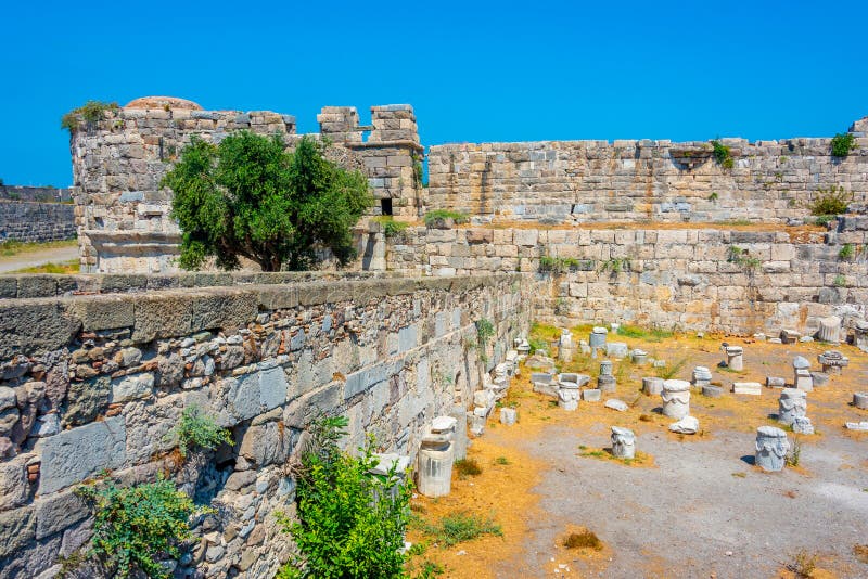 Courtyard of Neratzia Castle at Kos Island in Greece Stock Image ...