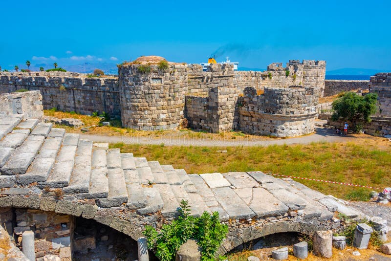 Courtyard of Neratzia Castle at Kos Island in Greece Stock Photo ...