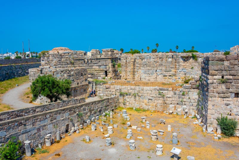 Courtyard of Neratzia Castle at Kos Island in Greece Stock Image ...