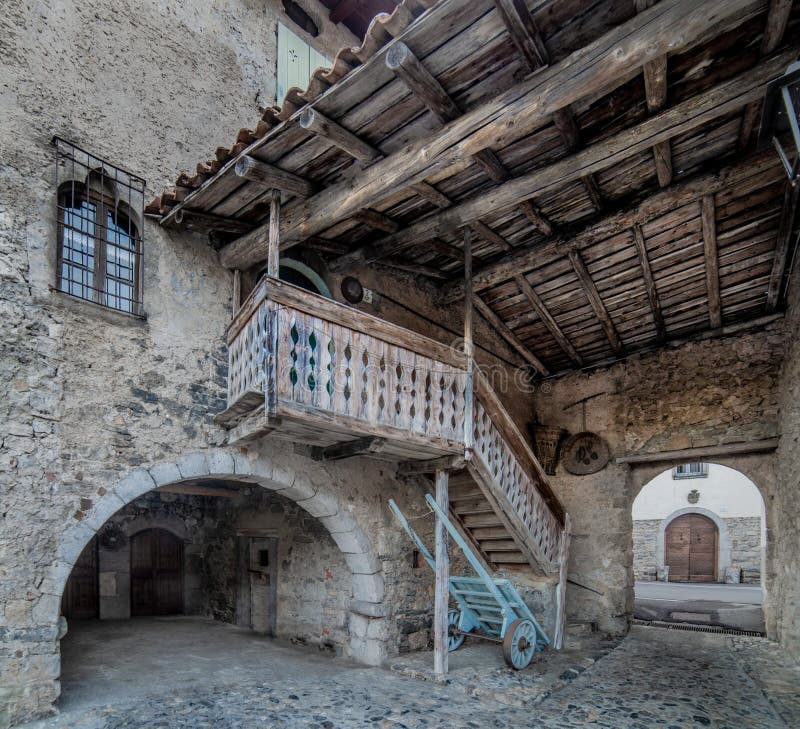 Ancient country courtyard stock image. Image of wooden - 276678049