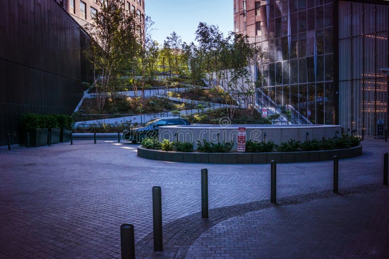 Courtyard. an Outdoor Space between Two Apartment Buildings with Steps ...