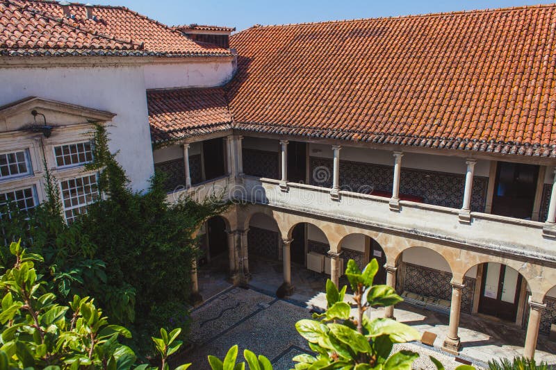 Courtyard with Palm Tree and Columns Stock Photo - Image of lusitania ...