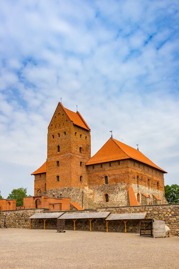 Courtyard of the Red Brick Castle in Trakai Stock Image - Image of ...