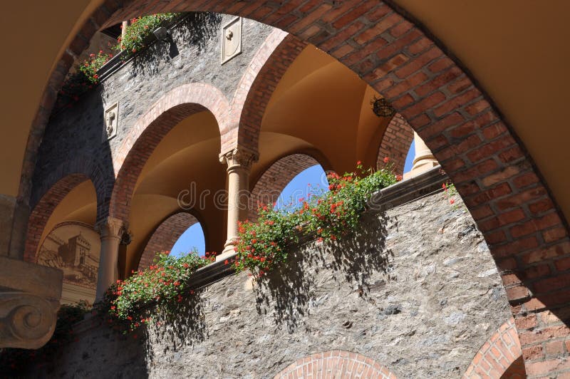 Courtyard Renaissance Building with Arcades Stock Image - Image of ...