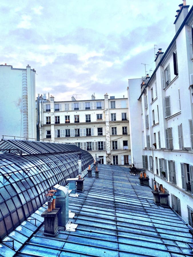 Courtyard and Rooftop in Paris Stock Photo - Image of perspective ...