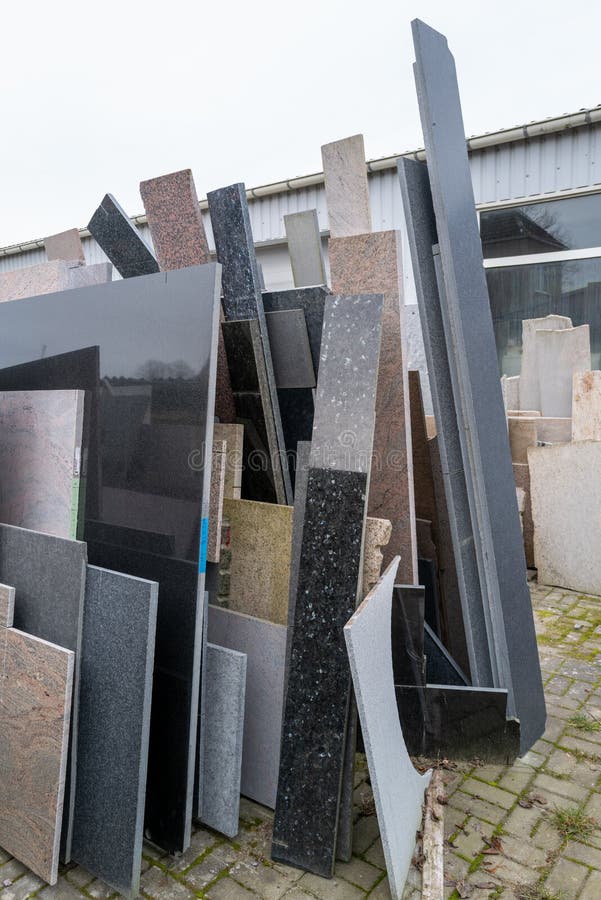 In the Courtyard of a Stonemason S Workshop There are Many Different ...