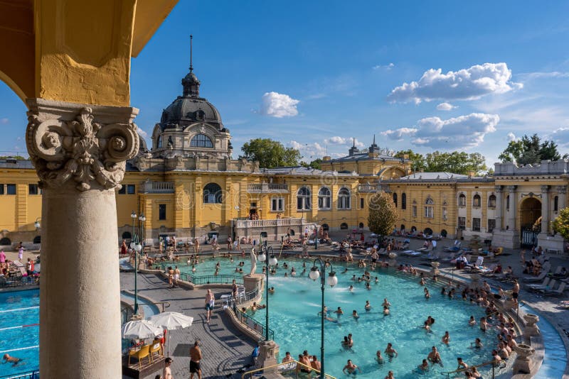Courtyard of Szechenyi Baths, a Hungarian Thermal Bath Complex ...