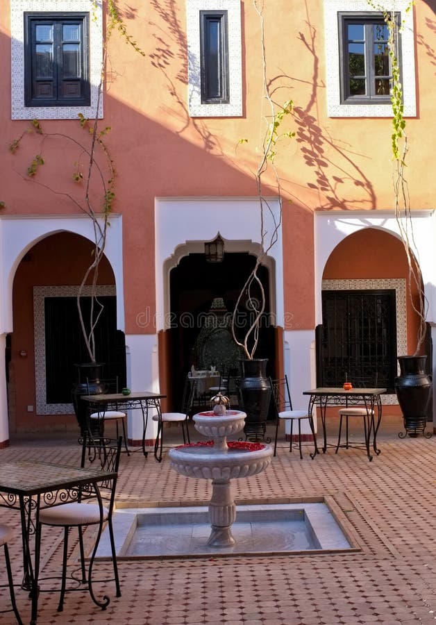 Courtyard of Traditional Riad Hotel, Marrakech Stock Photo - Image of ...