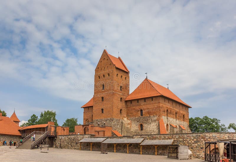 Courtyard of the Trakai Red Brick Castle Editorial Stock Photo - Image ...