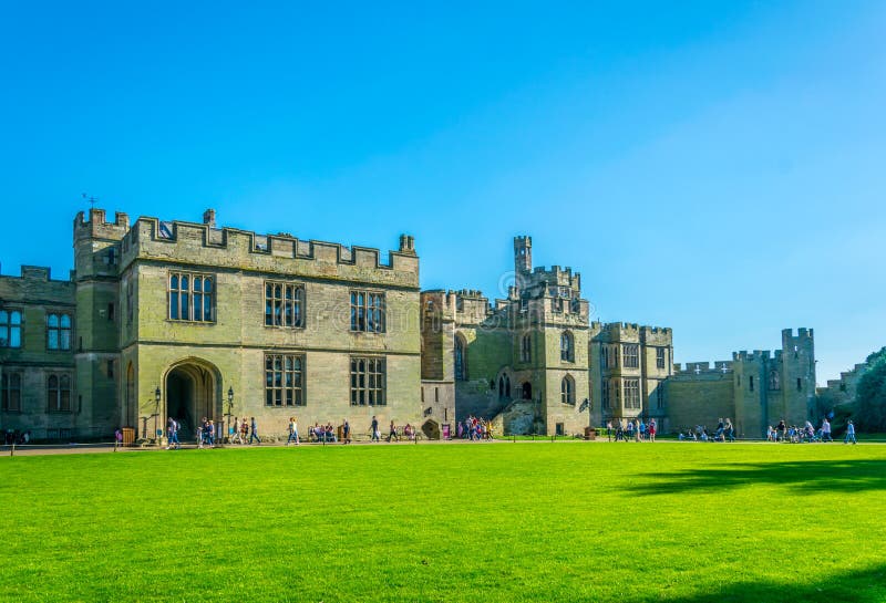 Courtyard of the Warwick Castle, England Stock Image - Image of house ...