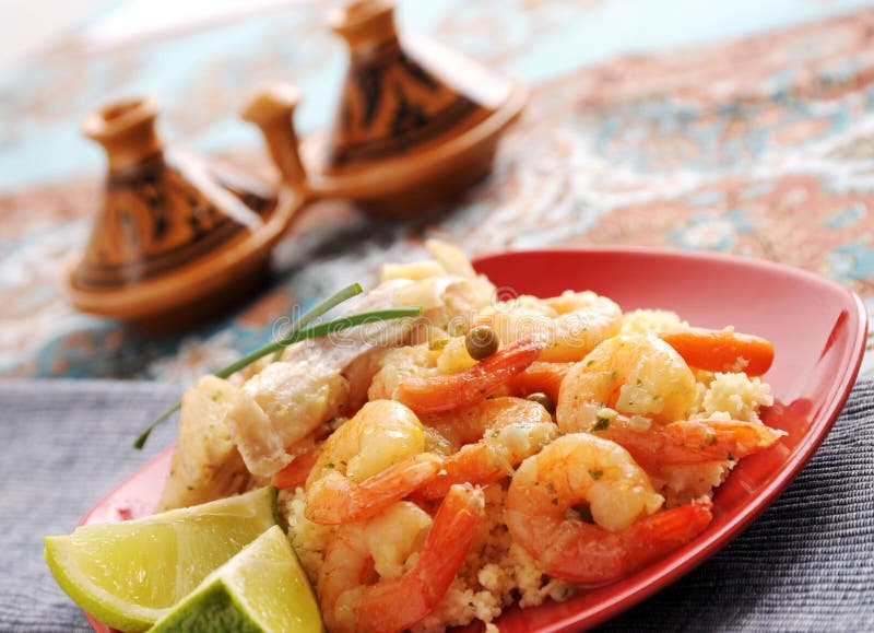 Family Size Plate of Couscous Traditional Moroccan Stock Photo - Image ...