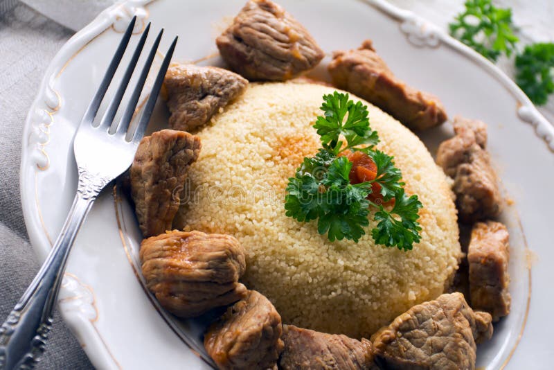 Couscous with meat stock photo. Image of plate, roast - 20314674
