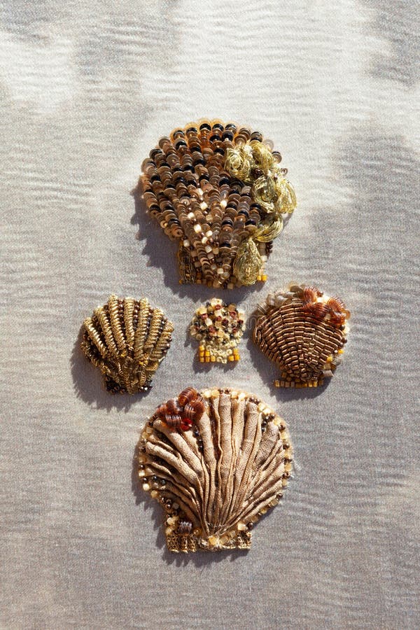Couture Embroidery of Sea Shells Stock Photo - Image of handicraft ...