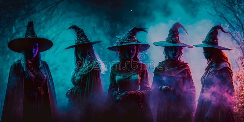 Coven of Witches in the Mist Generative AI Stock Illustration ...