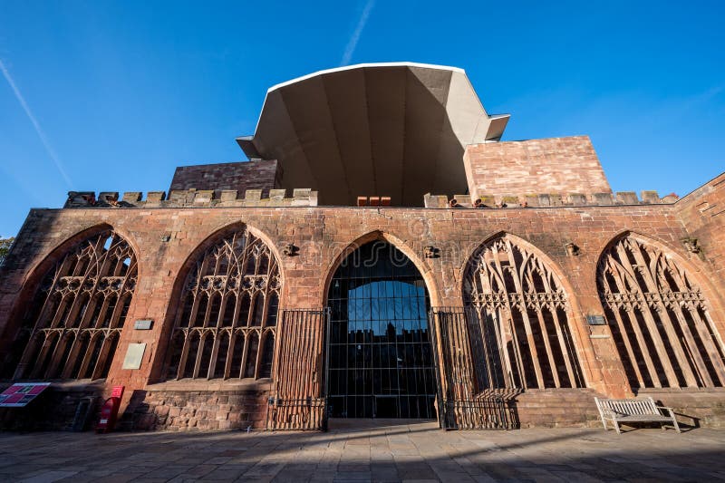 Coventry Cathedral Ruins UK Stock Image - Image of window, midlands ...