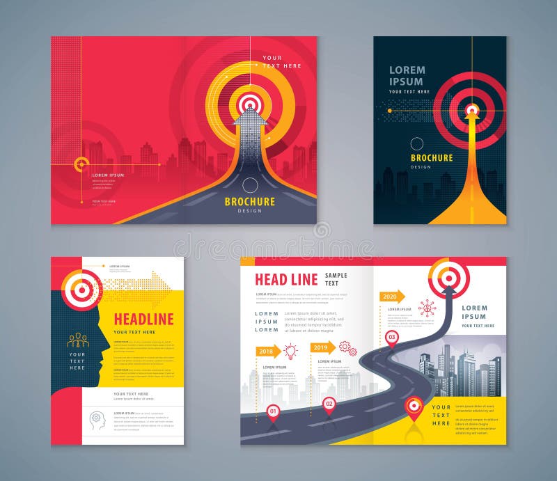 Cover Book Design Set, Abstract Arrow and Target Background Vector ...