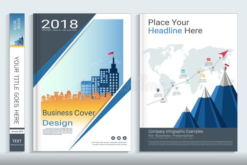 Cover Book Design Template with Presentation Infographics Elements ...