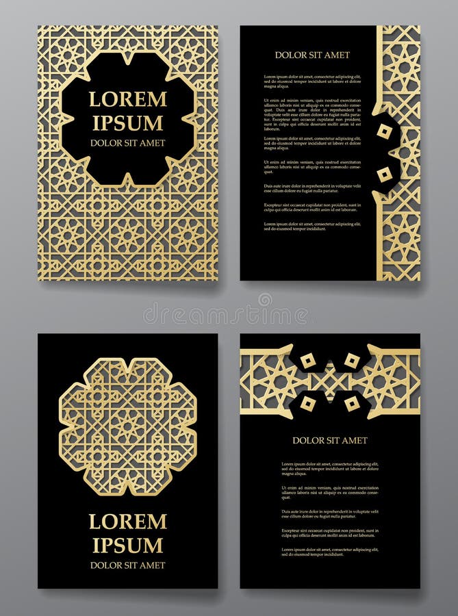 Cover Brochure Gold Design. Arabic Traditional Decorative Elements ...