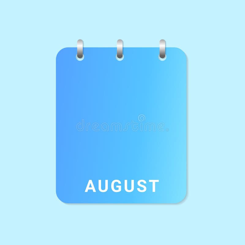 Cover daily Calendar of August Month on White Paper Note Stock Vector ...
