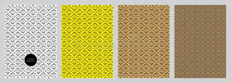 Luxurious Minimalistic Hand Drawn Rectangular Pattern Vector Set. Stock ...