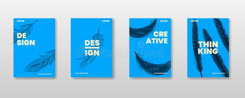 Cover Collection with Plumage for Books, Magazines, Catalogs. Vector ...
