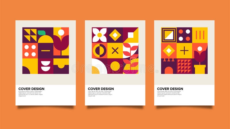 Mosaic Simple Sign Shape Cover Poster Template with Playful Color Stock ...