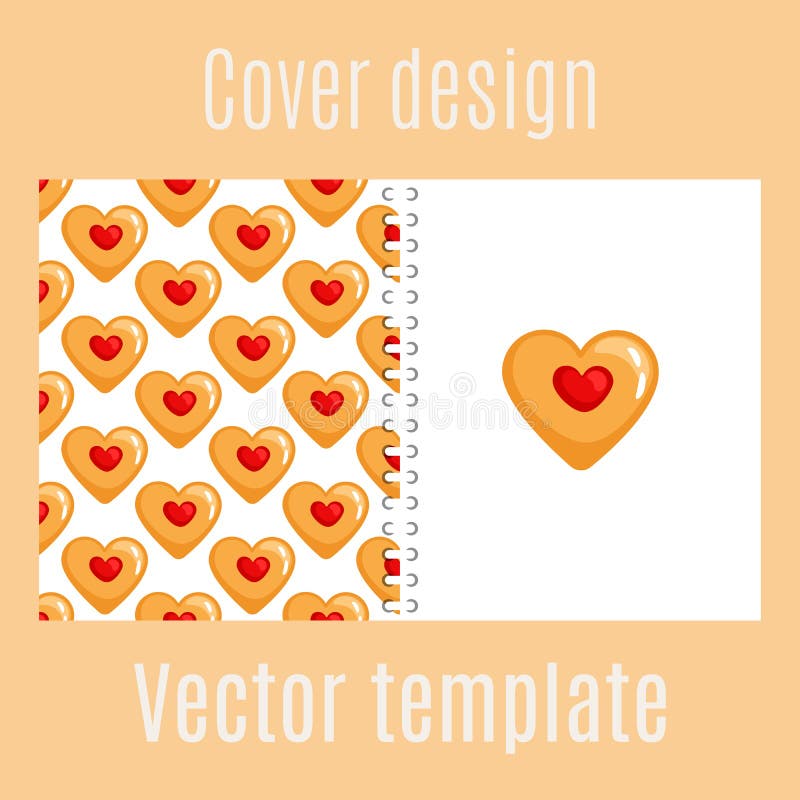 Cover Design with Cookies Hearts Pattern Stock Vector - Illustration of ...