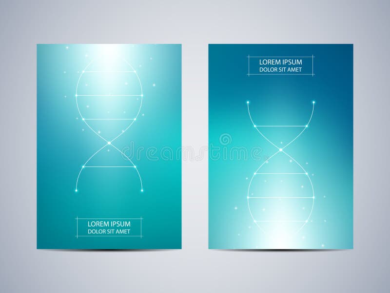 Cover Design with DNA Spiral Background, Vector Illustration Stock ...