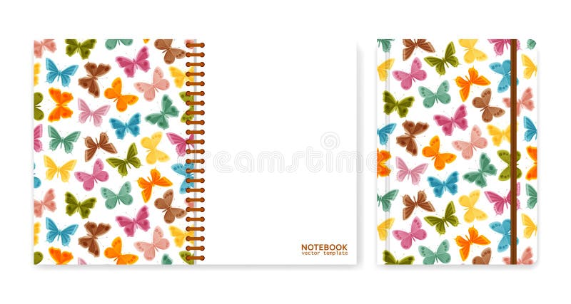 Cover Design for Notebooks or Scrapbooks with Butterflies Stock Vector ...