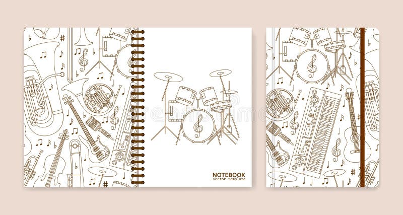Cover Design for Notebooks or Scrapbooks with Musical Instruments Stock ...