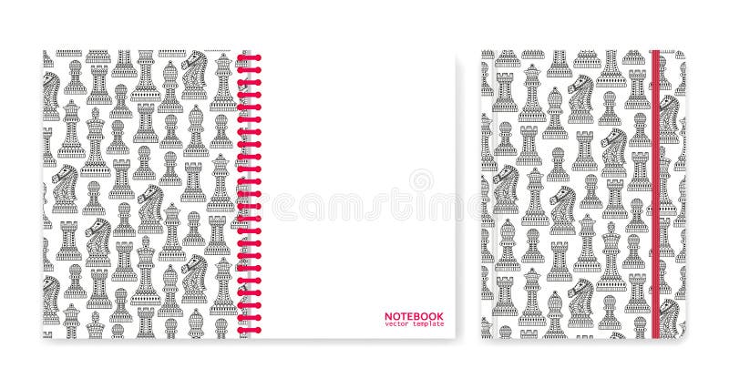 Cover Design for Notebooks or Scrapbooks with Ornamental Chess Pieces ...