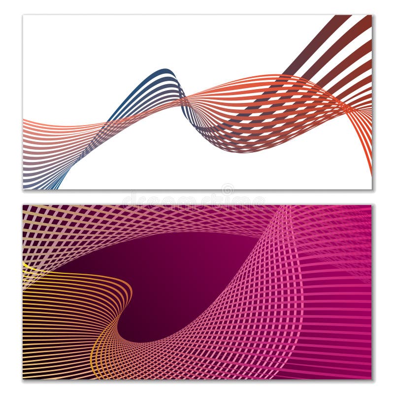 Wavy Lines or Ribbons. Set. Multicolored Striped Gradient. Creative ...