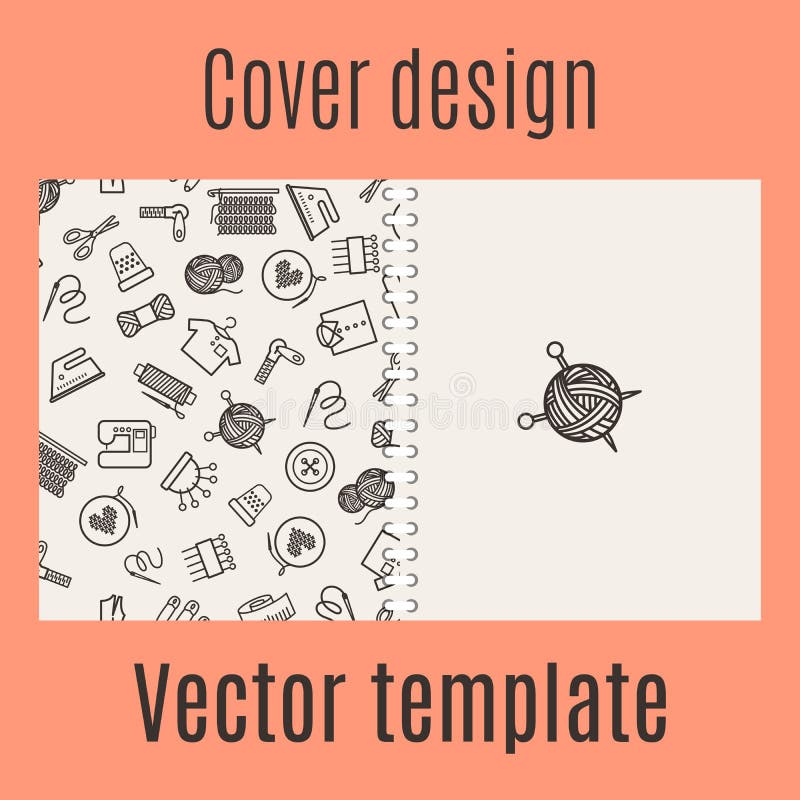 Cover Design with Sewing Pattern Stock Vector - Illustration of cover ...