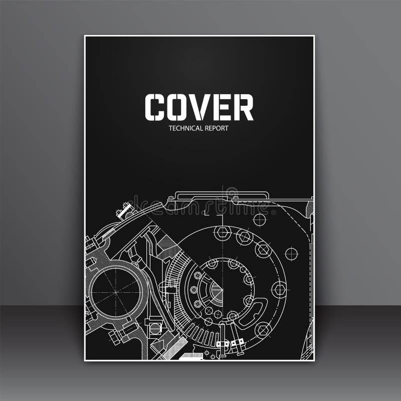 A4 Cover Design. Template Flyer with Technical Drawing Stock Vector ...