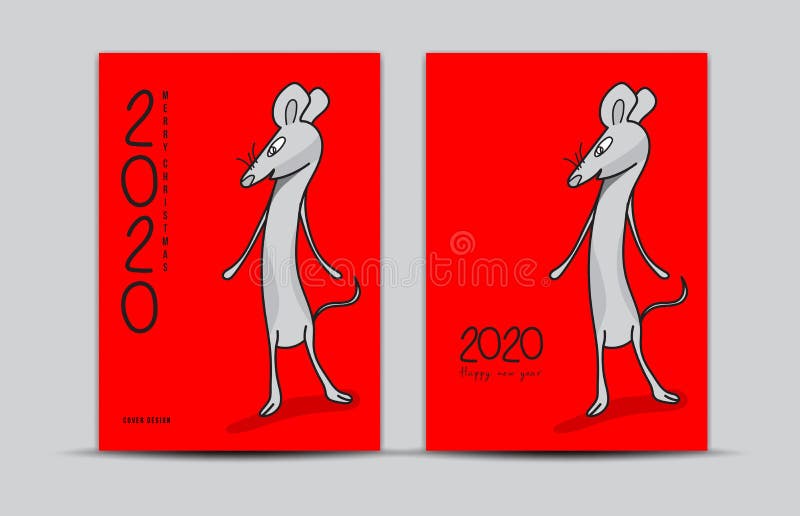 Cover Design 2020 Text Design with Mouse Cartoon Character Vector ...
