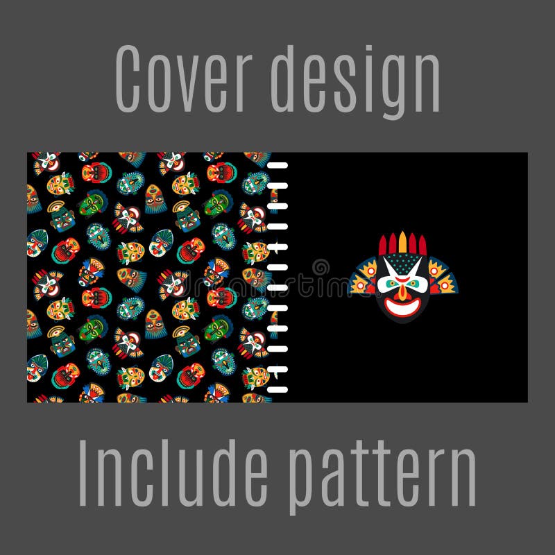 Cover Design with Tribal Masks Pattern Stock Vector - Illustration of ...