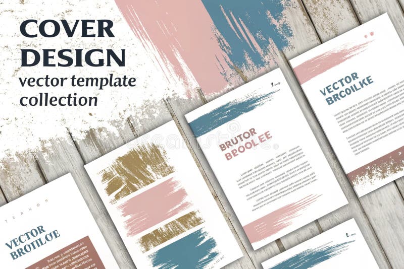 Cover Design Vector Template Collection. Brush Strokes Brochure Layout ...