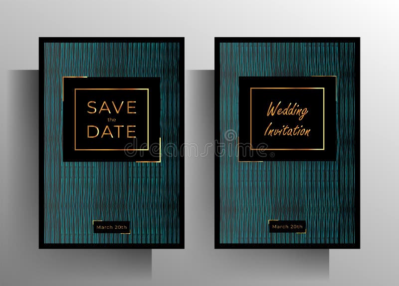 Cover Design Wedding Invitation Template Set. Hand Drawn Striped Stock ...