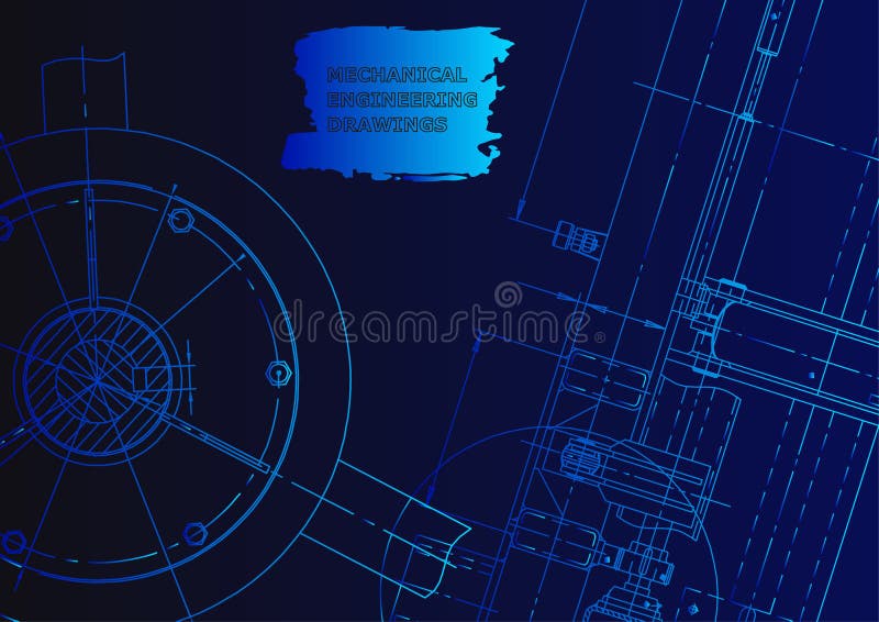 Cover, Flyer, Banner. Vector Engineering Illustration. Blueprint ...