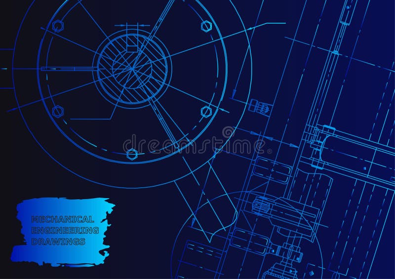 Cover, Flyer, Banner. Vector Engineering Illustration. Blueprint ...