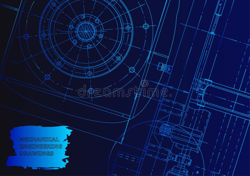 Cover, Flyer, Banner. Vector Engineering Illustration. Blueprint ...