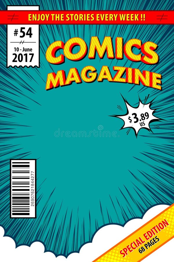 Comic Magazine Template. Vector Art with Comic Book Cover Concept ...