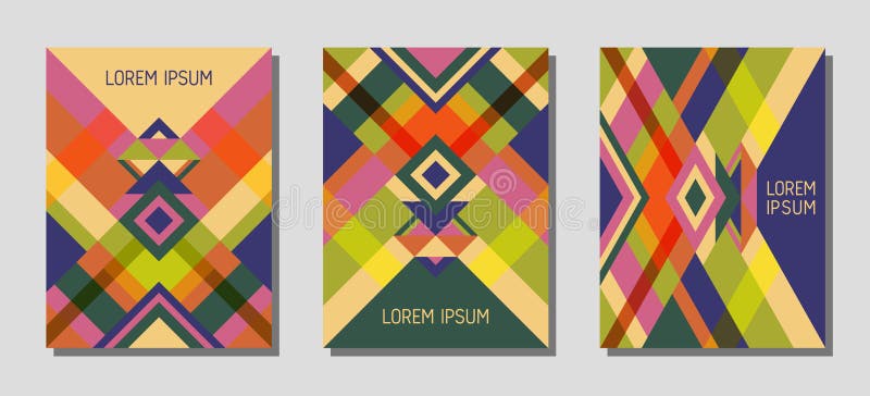Cover Page Layout Vector Template Geometric Design with Triangles and ...