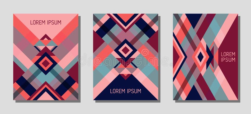 Cover Page Layout Vector Template Geometric Design with Triangles and ...