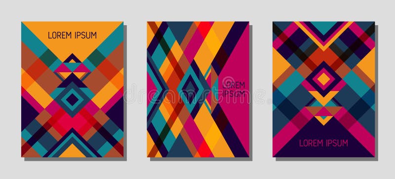 Cover Page Layout Vector Template Geometric Design with Triangles and ...